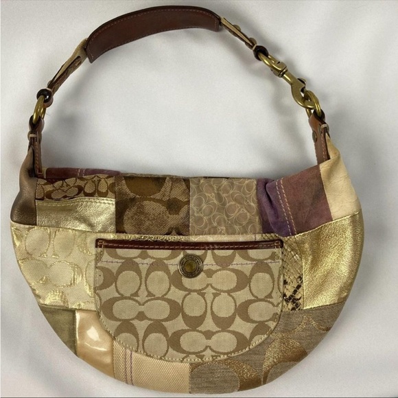 Coach | Bags | Coach Mini Patchwork Hobo Shoulder Bag Purse Brown Tan Shoulder Bag | Poshmark